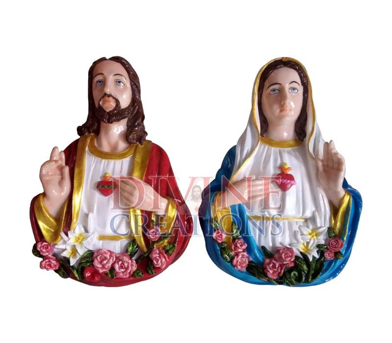 Sacred Heart of Jesus & Mary Statue Hanging - 10 inches - Divine Creations